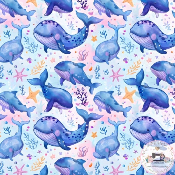 PRE ORDER - Ocean Whales - Fabric – Little Miss Threads